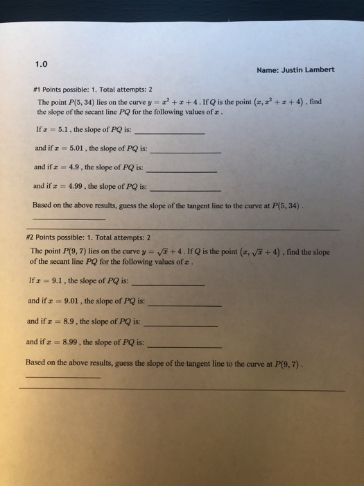 Solved 1.0 Name: Justin Lambert #1 Points possible: 1 . | Chegg.com