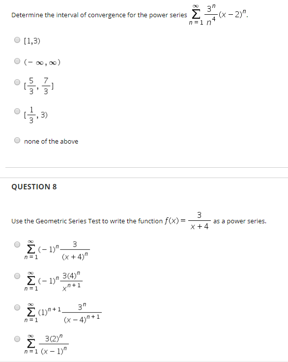 Solved Determine the interval of convergence for the power | Chegg.com
