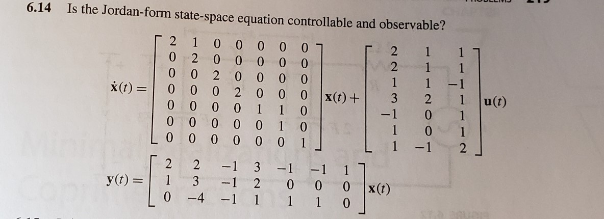 6.14 Is the Jordan-form state-space equation | Chegg.com