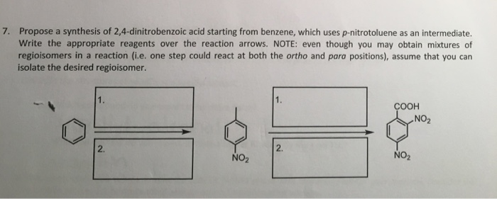 Solved Propose a synthesis of 2, 4-dinitrobenzoic acid | Chegg.com