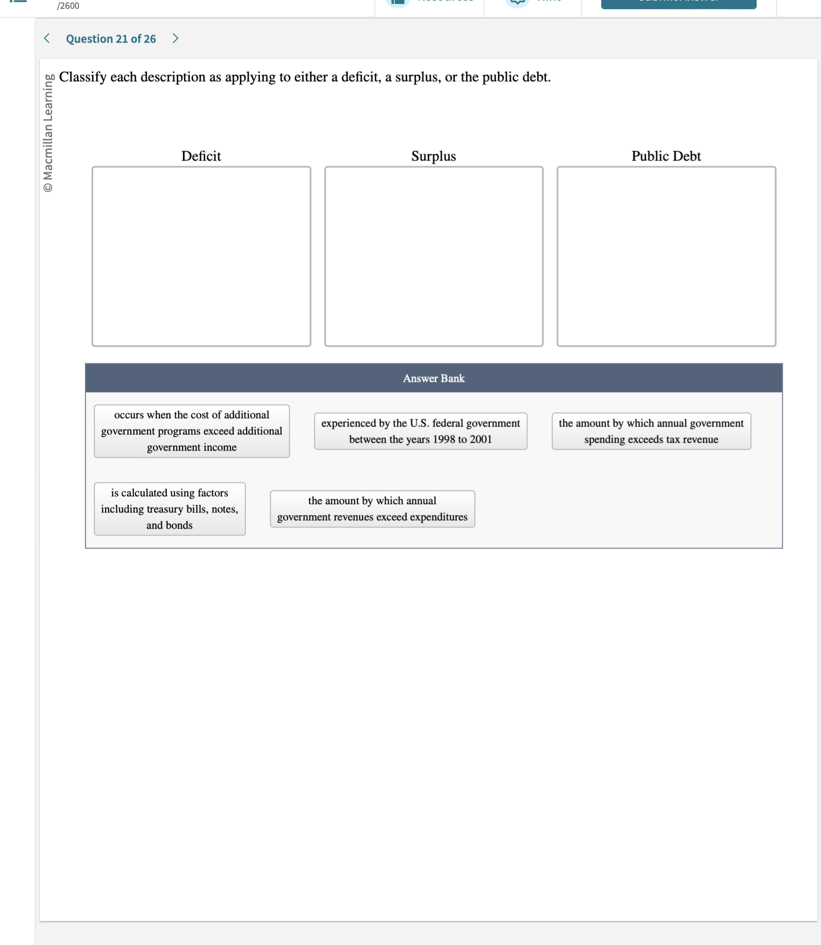 Solved /2600Question 21 ﻿of 26Classify each description as | Chegg.com