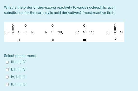 Solved What is the order of decreasing reactivity towards | Chegg.com