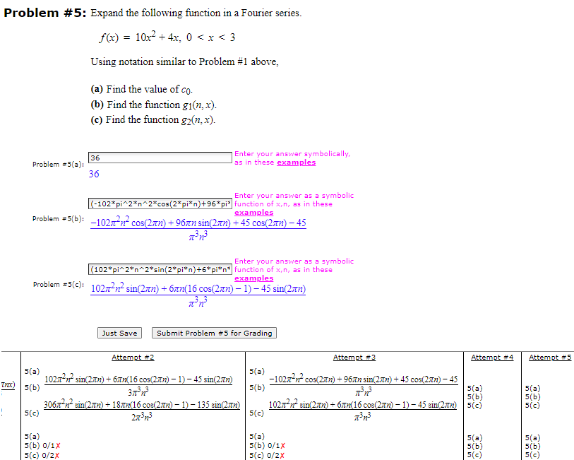 Solved Notation from problem 1: The Fourier series for | Chegg.com