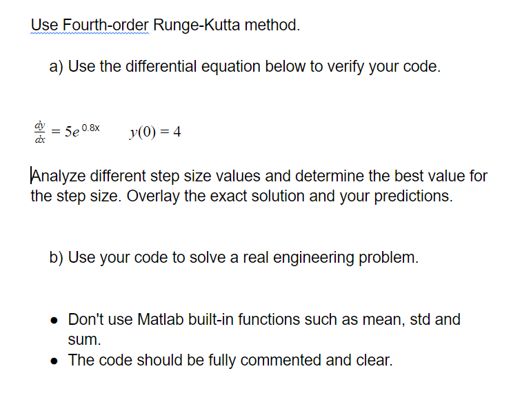Solved Use Fourth-order Runge-Kutta method. a) Use the | Chegg.com