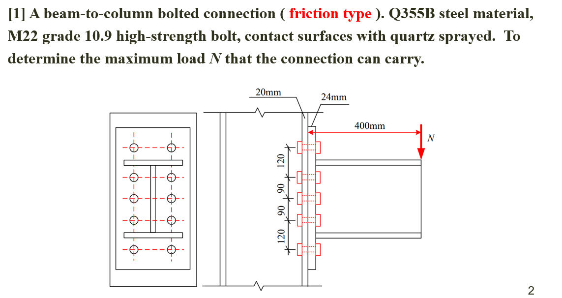 Solved [1] ﻿A beam-to-column bolted connection ( ﻿friction | Chegg.com