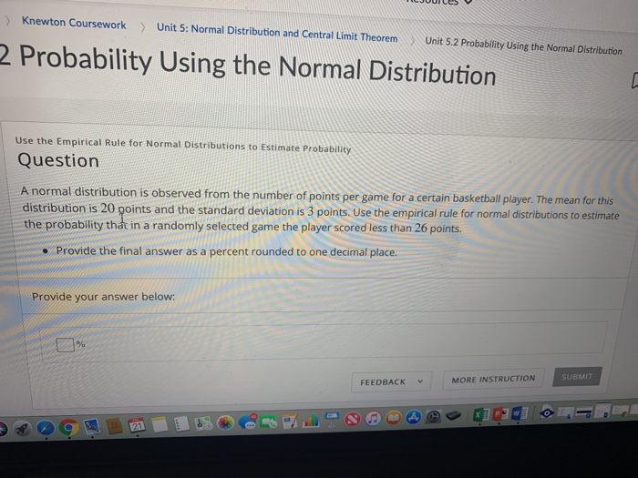 Solved Knewton Coursework Unit 5 Normal Distribution And Chegg