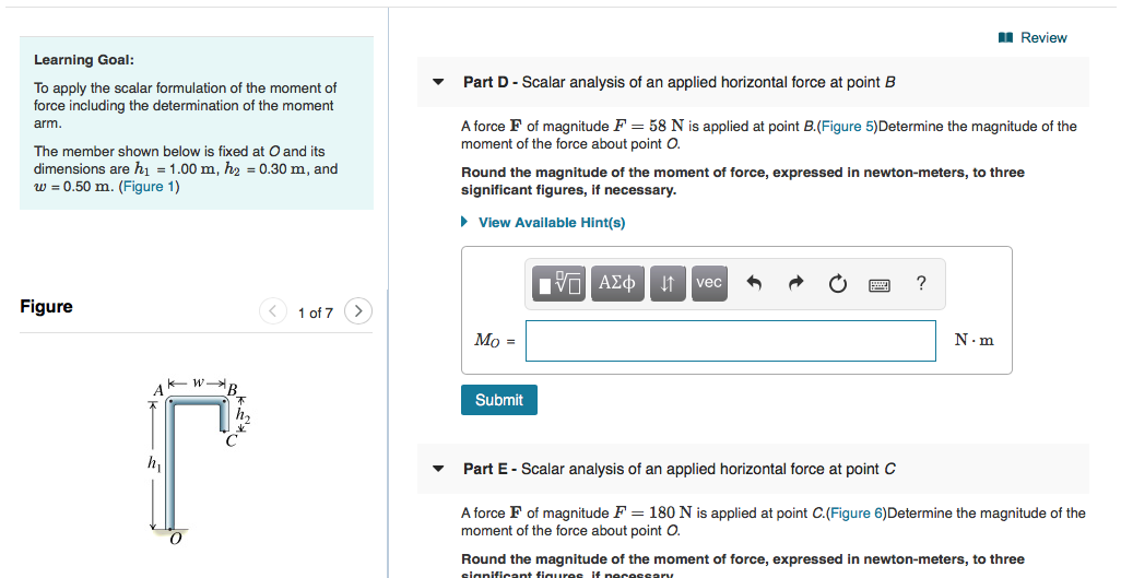 Solved Moment of a Force-Scalar Formulation 1 of 7 Review | Chegg.com