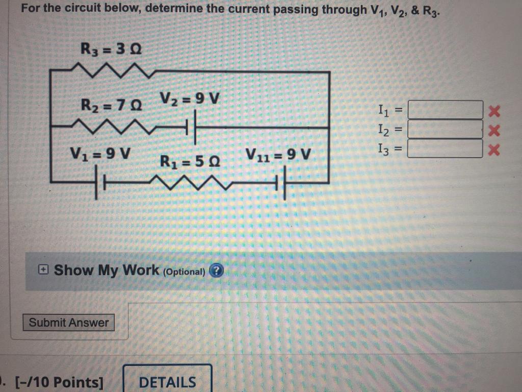 Solved For the circuit below, determine the current passing | Chegg.com