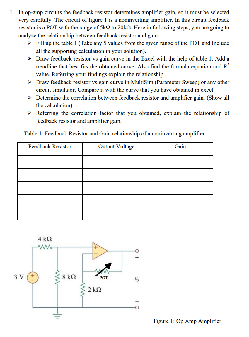Solved In op-amp circuits the feedback resistor determines | Chegg.com