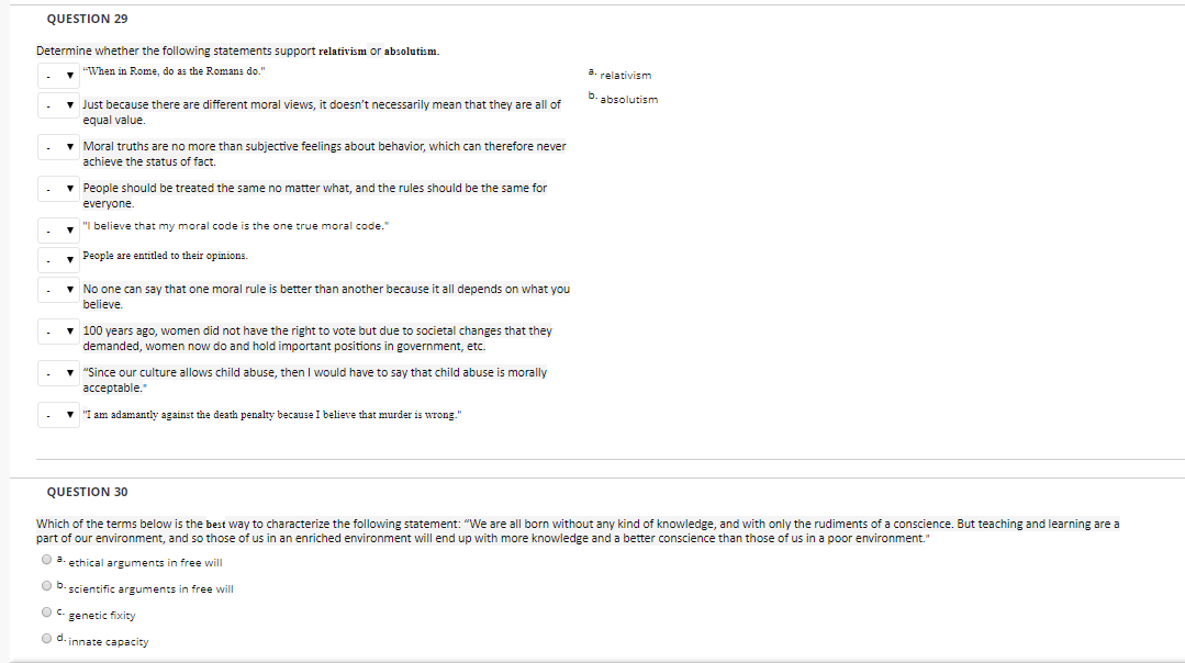 QUESTION 29 Determine whether the following | Chegg.com