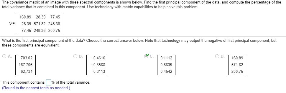 Solved The Covariance Matrix Of An Image With Three Spectral