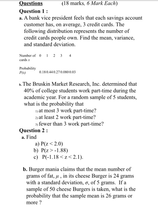 Solved Statistics Stat 101 Marks 30 Answer All The