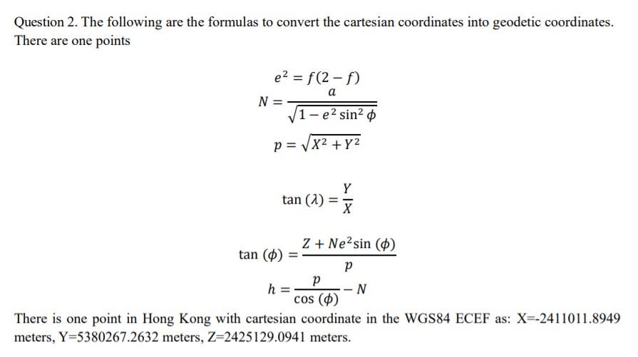 Question 2. The following are the formulas to convert | Chegg.com