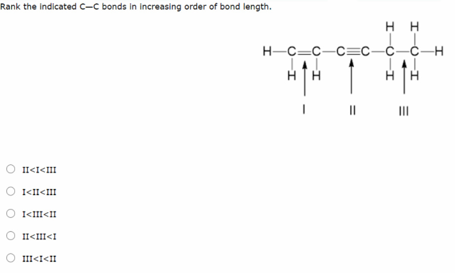 Solved Rank the indicated C-C bonds in increasing order of | Chegg.com