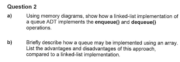 Solved Question 2 a) Using memory diagrams, show how a | Chegg.com