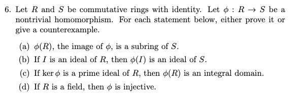 Solved 6. Let R and S be commutative rings with identity. | Chegg.com