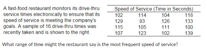 Solved A fast-food restaurant monitors its drive-thru | Chegg.com