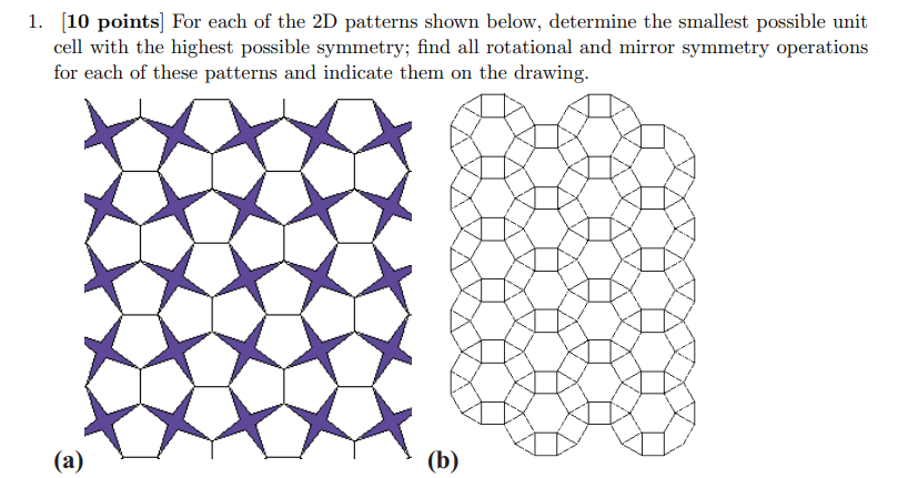 Solved 1. [10 points ] For each of the 2D patterns shown | Chegg.com