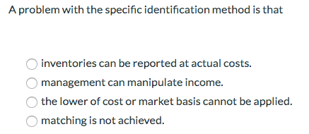 Solved A problem with the specific identification method is | Chegg.com