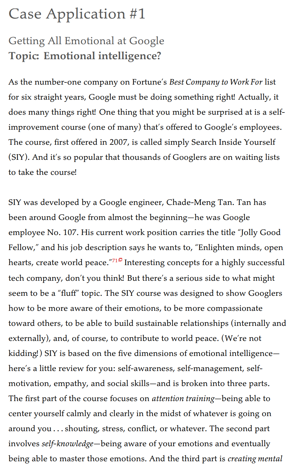 Solved Case Application #1 Getting All Emotional at Google | Chegg.com