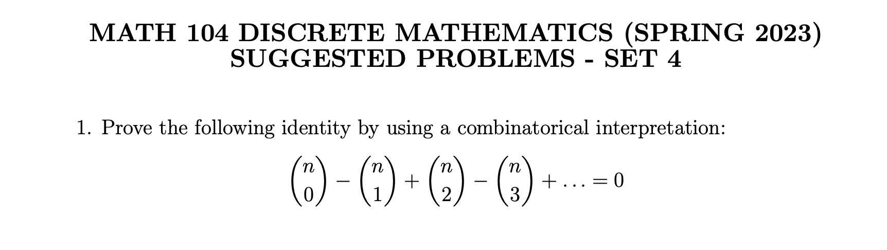 Solved MATH 104 DISCRETE MATHEMATICS (SPRING 2023) SUGGESTED | Chegg.com