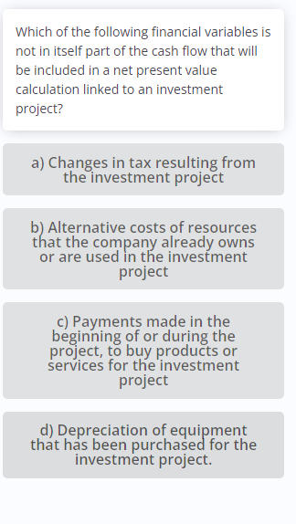 Solved Which of the following financial variables is not in | Chegg.com