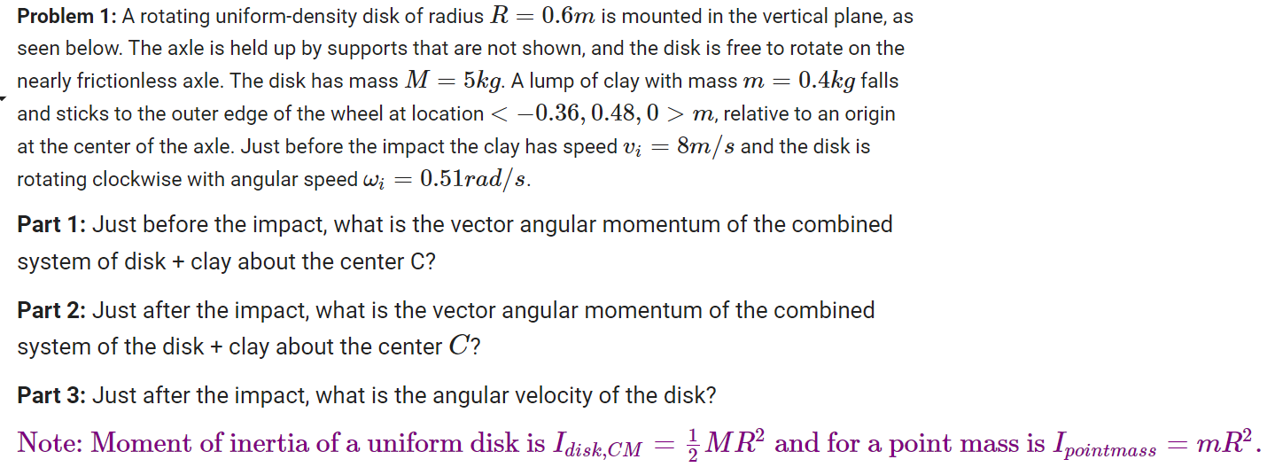 Solved Problem 1: A rotating uniform-density disk of radius | Chegg.com