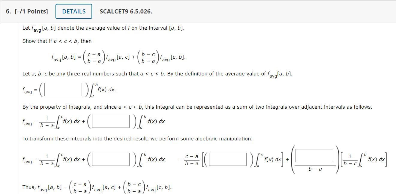 Solved -/1 Points] SCALCET9 6.5.026. Let favg [a,b] denote | Chegg.com