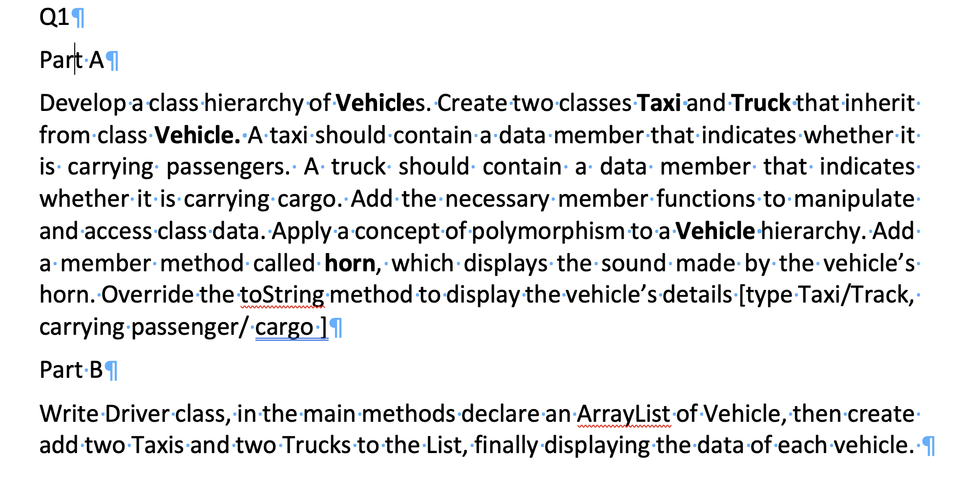 Solved Q11 Part 11 Develop a class hierarchy of Vehicles. | Chegg.com
