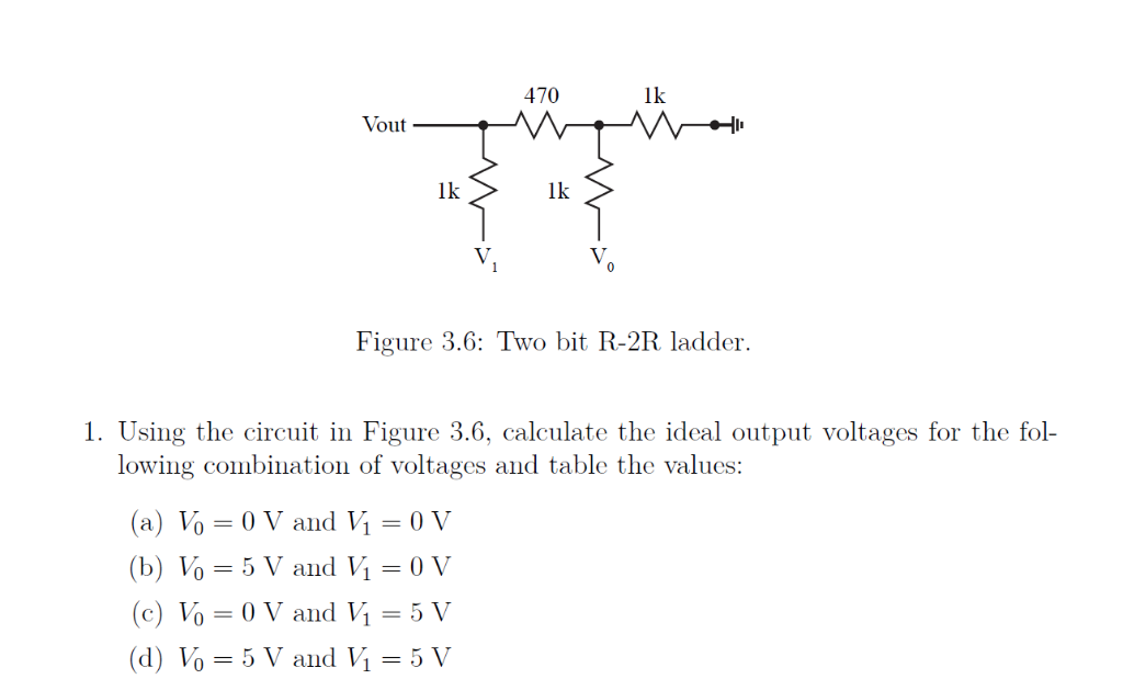Solved 470 lk Vout lk lk V, Figure 3.6: Two bit R-2R ladder | Chegg.com