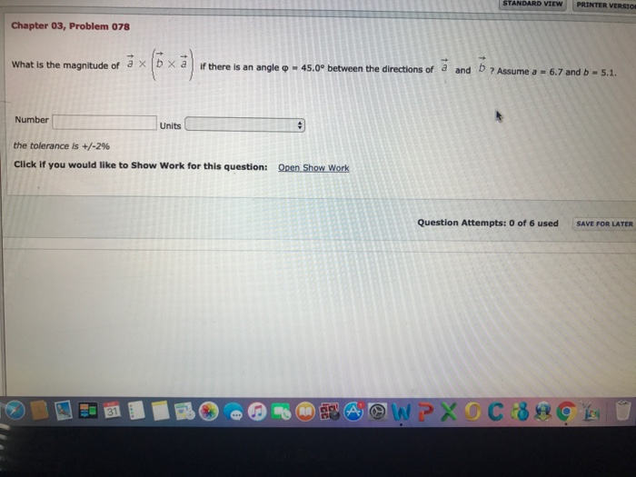 Solved What is the magnitude of a vector = (b vector times a | Chegg.com