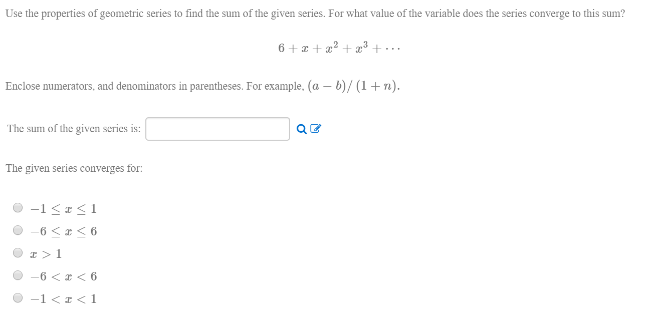 Solved Use the properties of geometric series to find the | Chegg.com