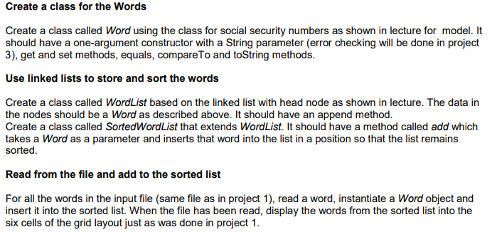 Solved Create a class for the Words Create a class called | Chegg.com