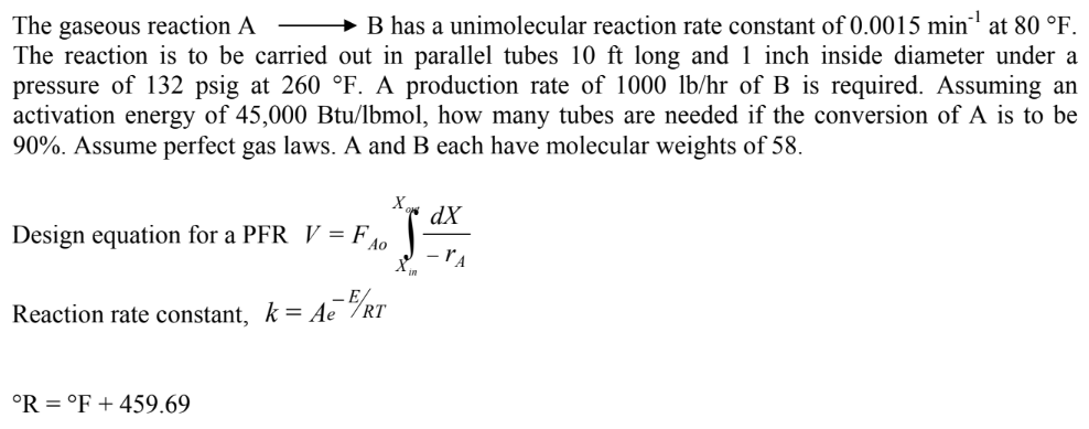 Solved The gaseous reaction A-+ B has a unimolecular | Chegg.com