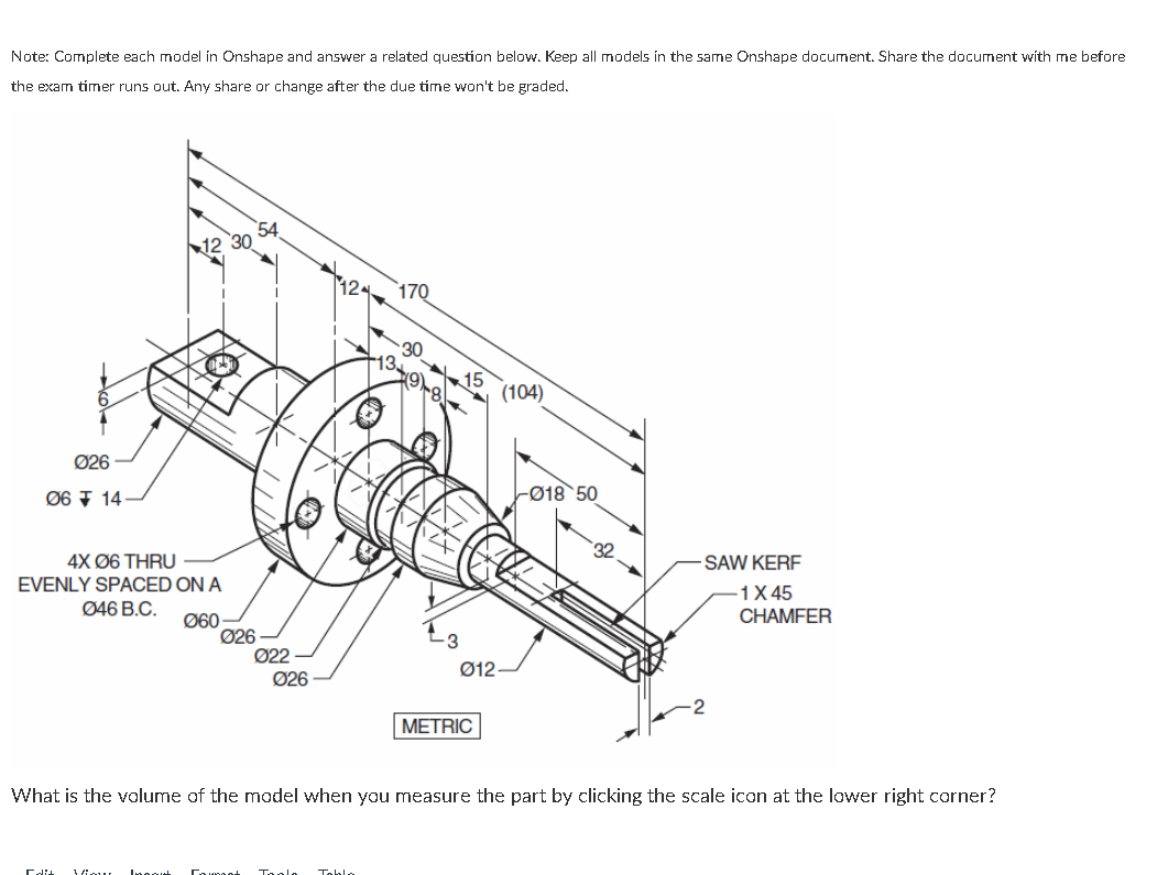 Solved Note: Complete each model in Onshape and answer a | Chegg.com