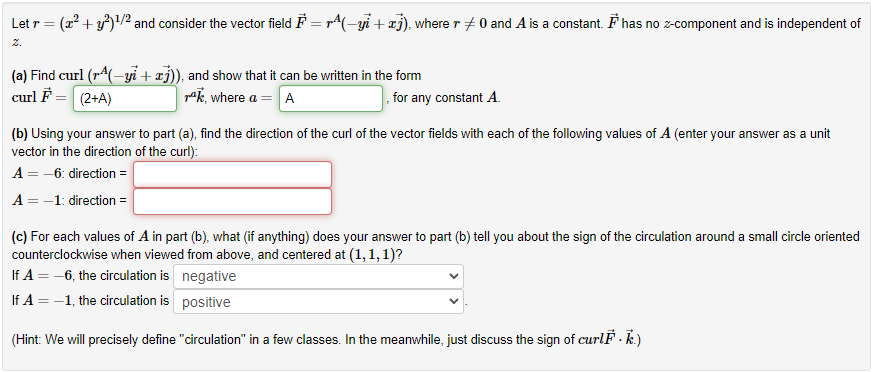 Solved Let r=(x2+y2)1/2 and consider the vector field | Chegg.com