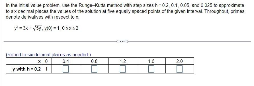 Solved In The Initial Value Problem Use The Runge Kutta