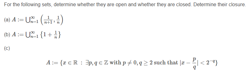 Solved For the following sets, determine whether they are | Chegg.com