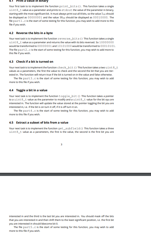 Solved 4.1 Print a value in binary Your first task to to | Chegg.com