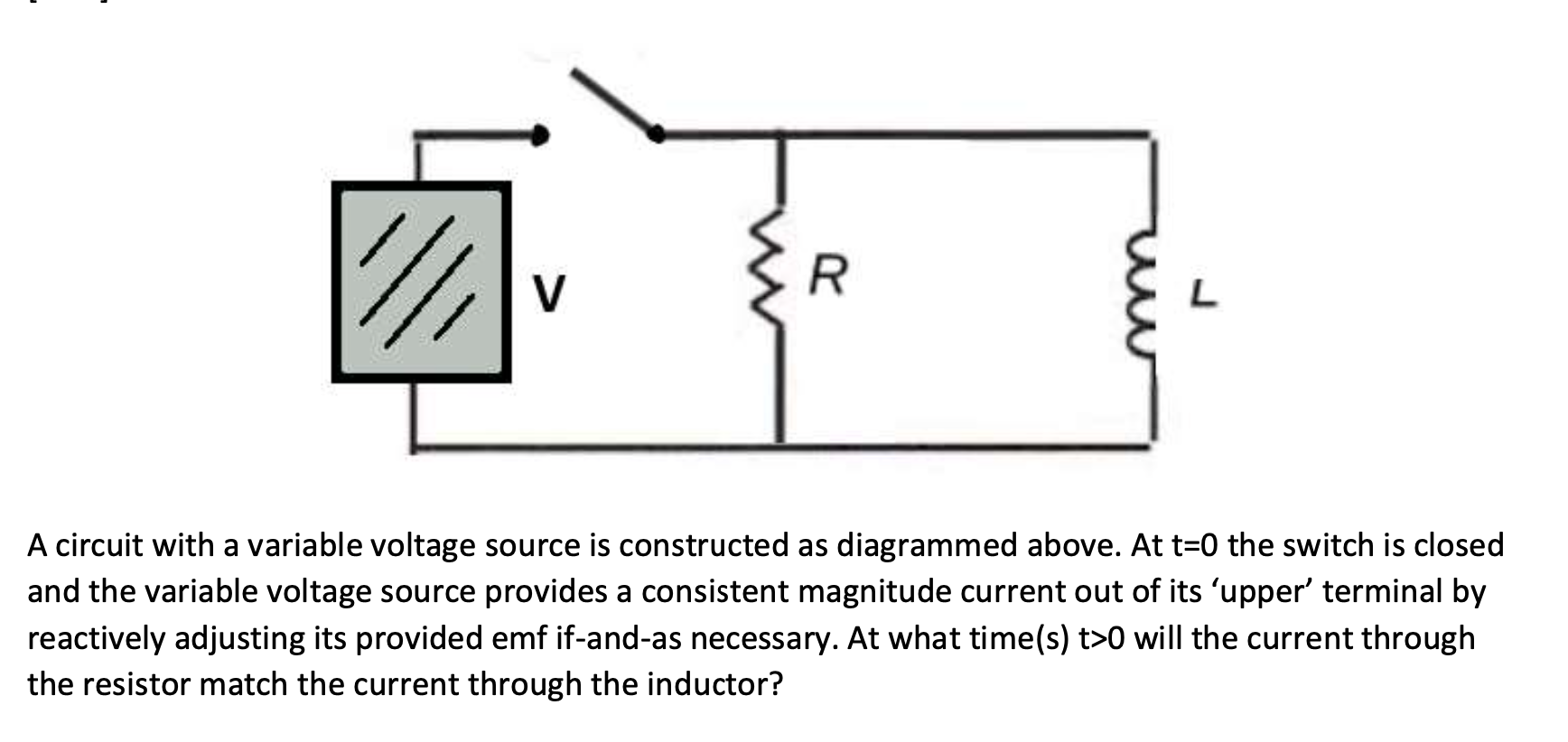 Solved ll V R L A circuit with a variable voltage source is | Chegg.com