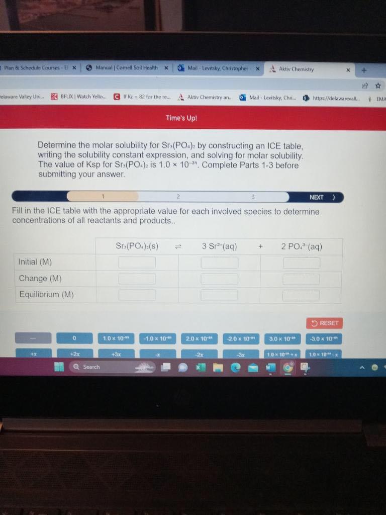 Determine the molar solubility for Sr3(PO4)2 by | Chegg.com