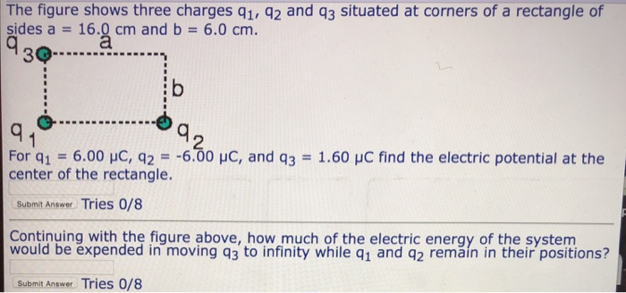 Solved The figure shows three charges q1, q2 and q3 situated | Chegg.com
