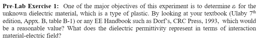 Solved Pre-Lab Exercise 1: One of the major objectives of | Chegg.com