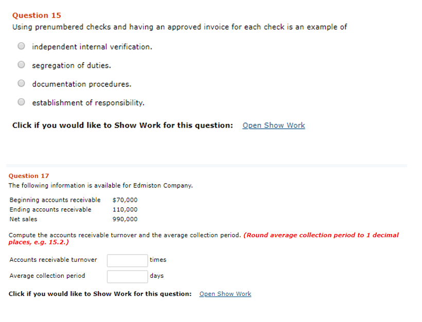 Solved Question 15 Using prenumbered checks and having an | Chegg.com