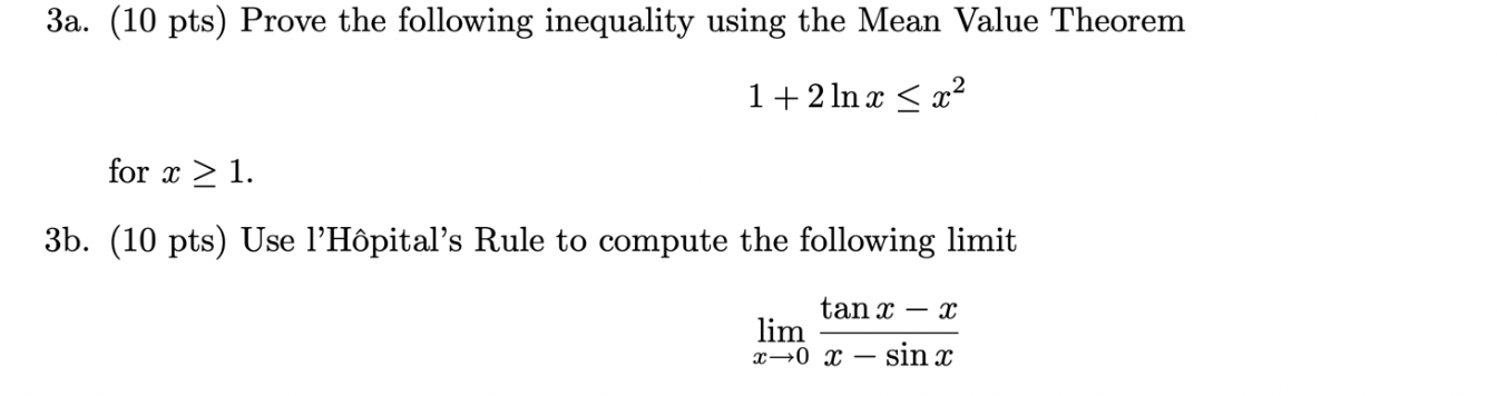 Solved 3a. (10 pts) Prove the following inequality using the | Chegg.com