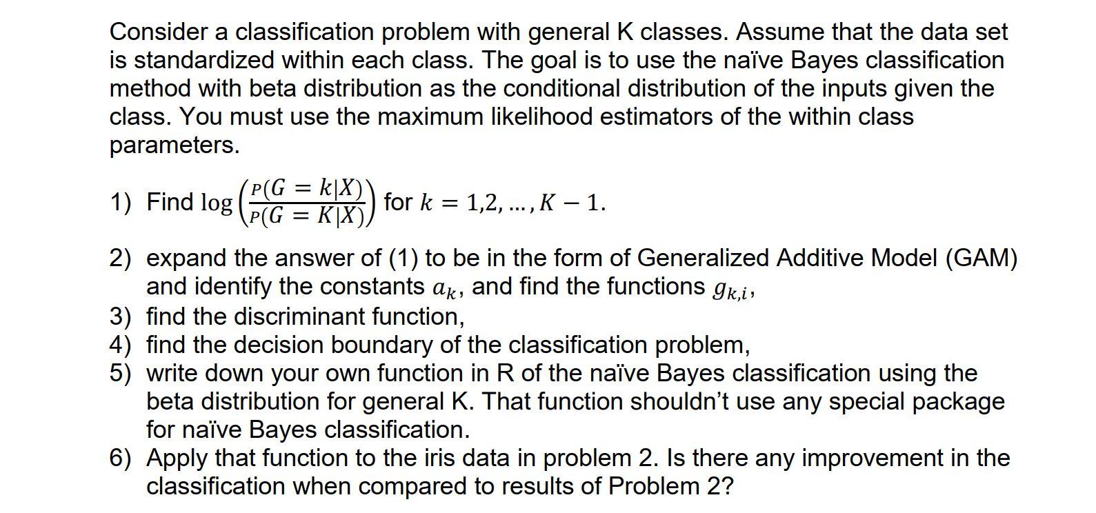 a = ) = Consider a classification problem with | Chegg.com