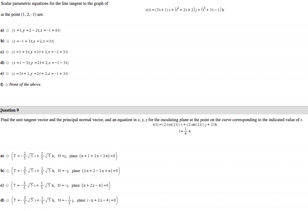 Solved Scalar parametric equations for the line tangent to | Chegg.com