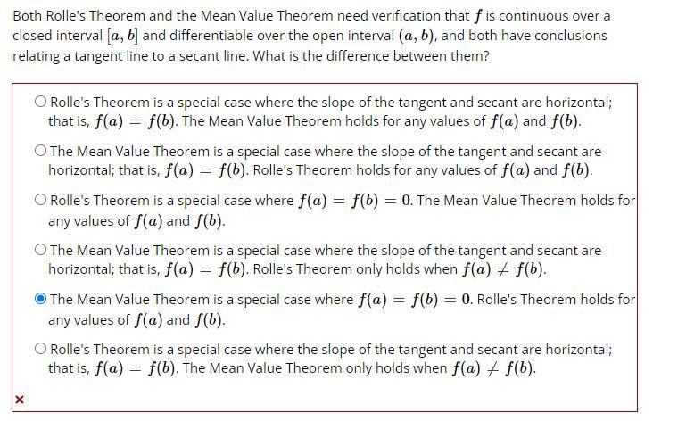 Solved Both Rolle's Theorem and the Mean Value Theorem need | Chegg.com