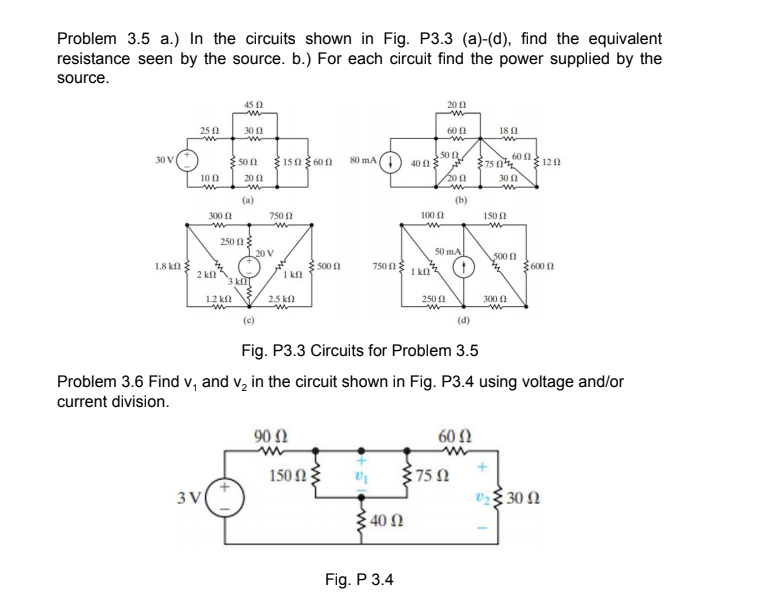 Solved Problem 3.5 a.) In the circuits shown in Fig. P3.3 | Chegg.com