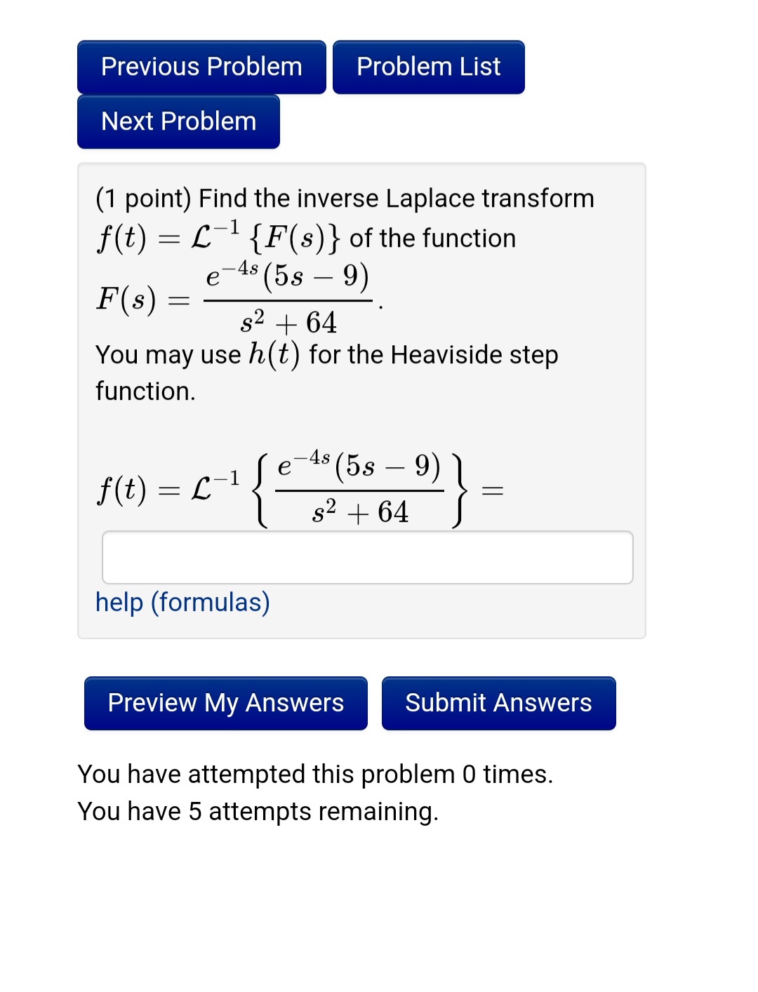 Solved 1 Point Find The Inverse Laplace Transform
